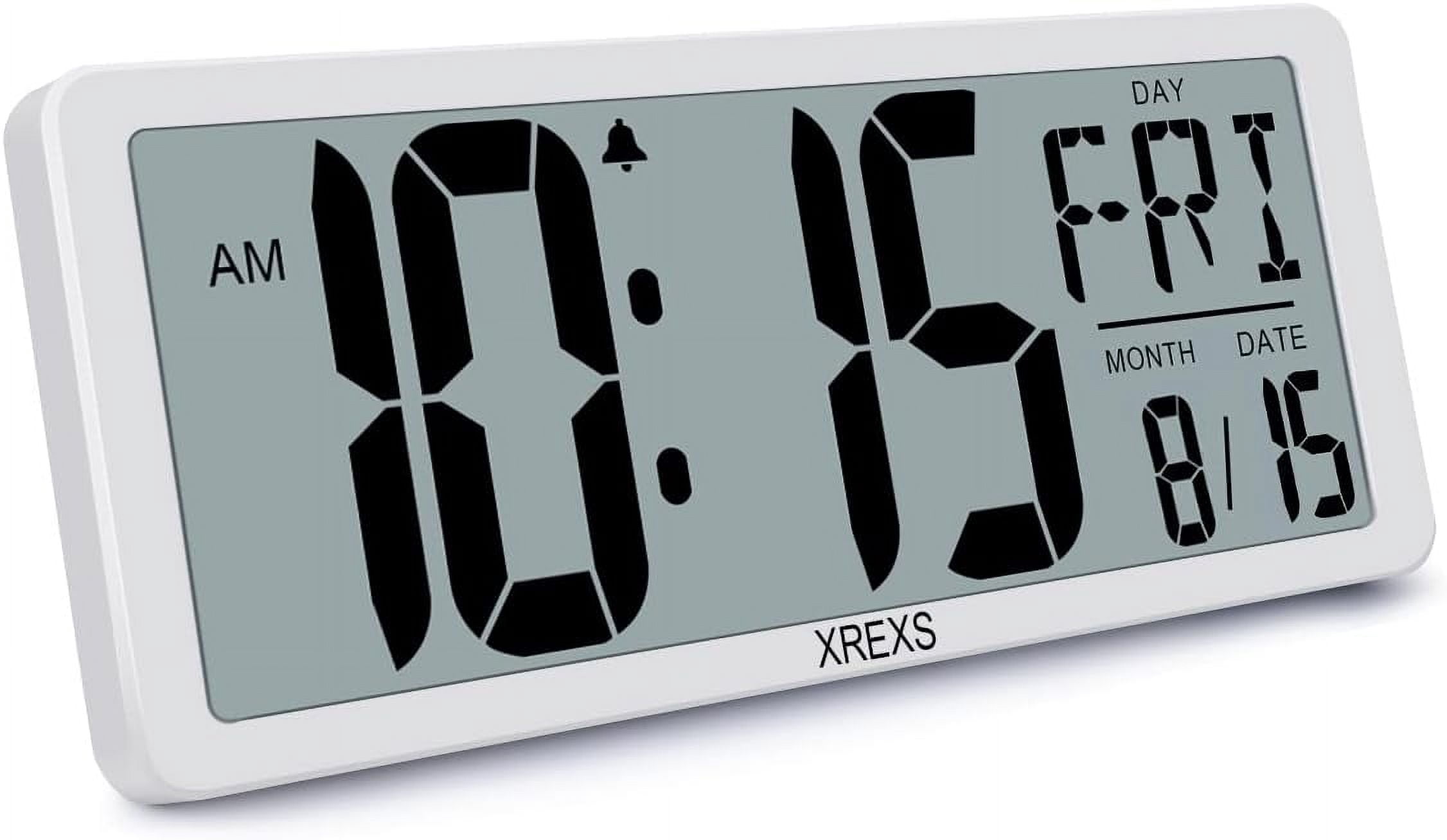 Large Digital Wall Clock, Battery Operated Alarm Clocks for Bedroom ...