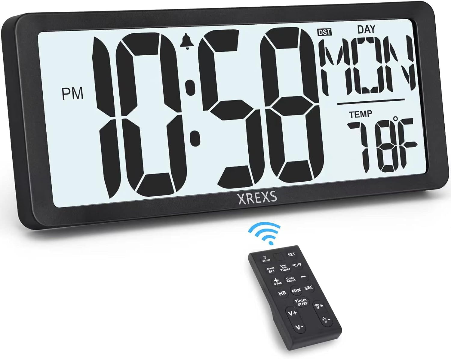Large Digital Wall Clock, Battery Operated Alarm Clocks for Bedroom ...