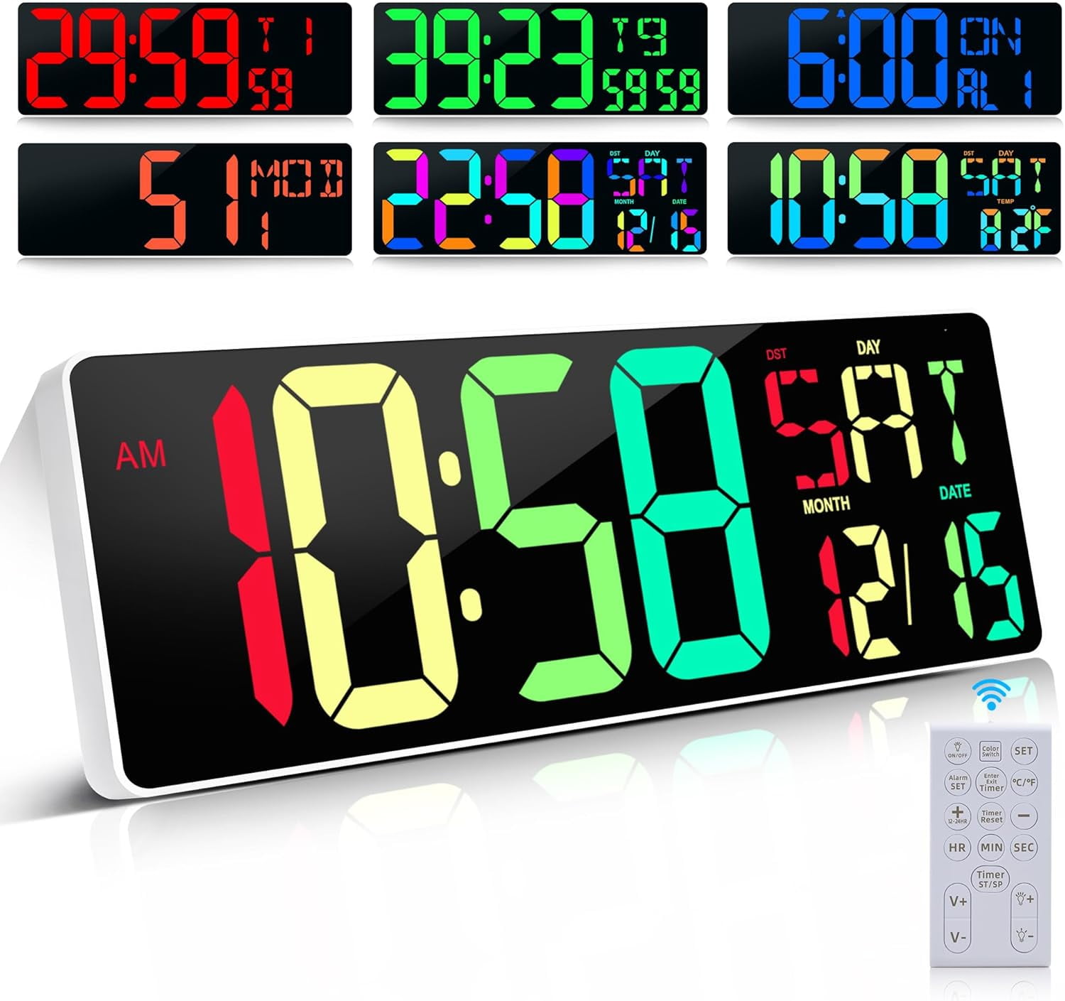 Large Digital Wall Clock Large Display 17.2" Big Digital Timer with 9 ...