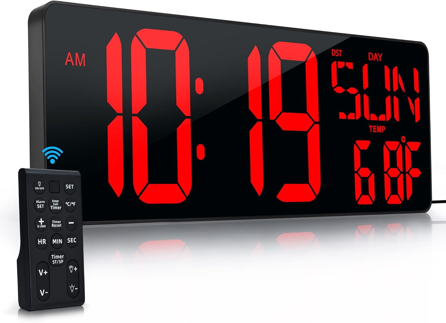 Large Digital Wall Clock Large Display 17.2" Big Digital Timer with 9 Groups Timer Remote ...