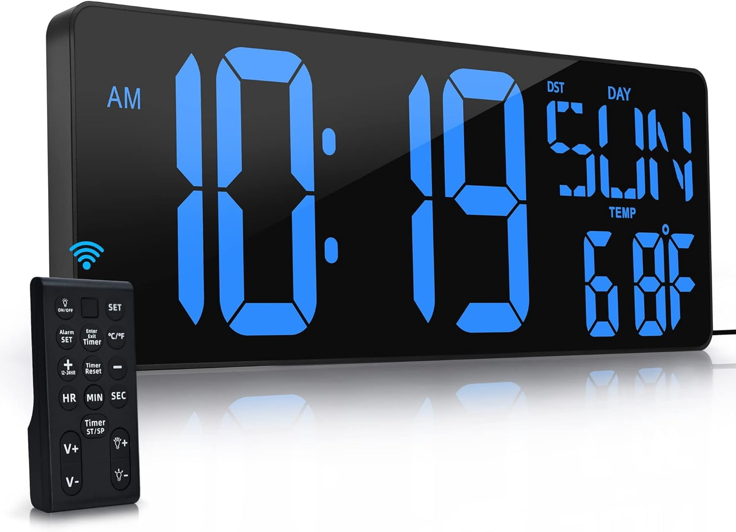 Large Digital Wall Clock Large Display 17.2" Big Digital Timer with 9 Groups Timer Remote ...