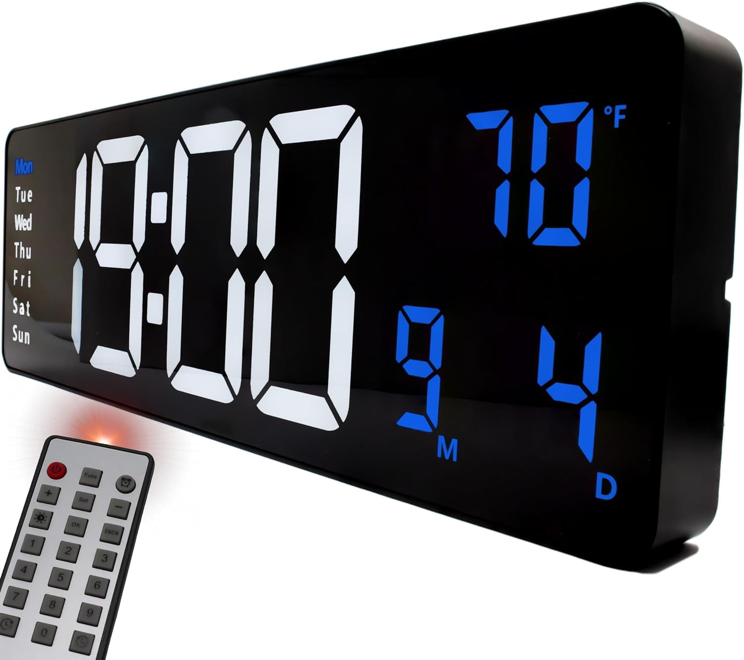 Large Digital Wall Clock with Remote Control, 16.5 Inch LED Large Display Count Up & Down Timer ...