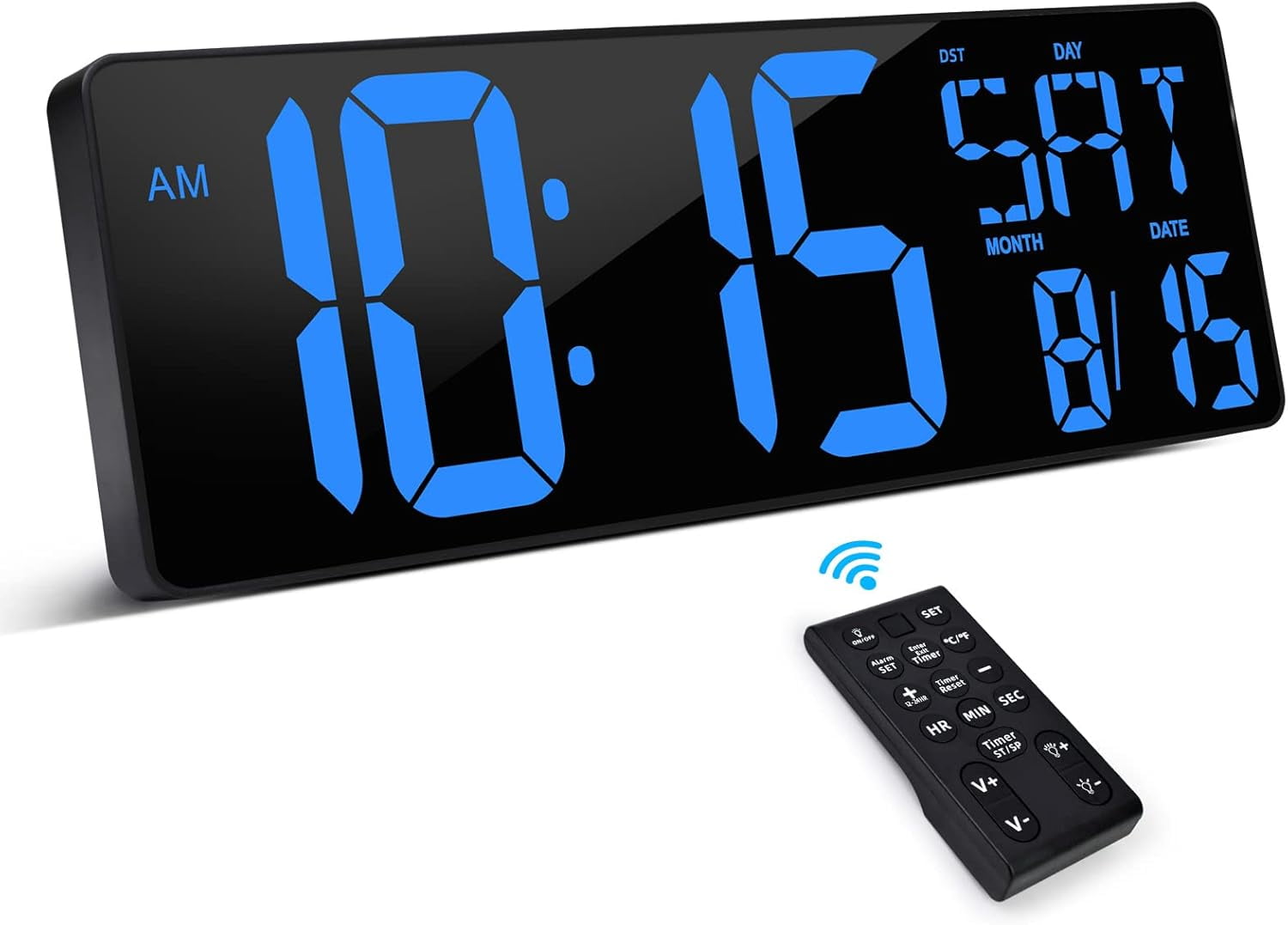 Large Digital Wall Clock with Remote Control, 16.5 Inch LED Large Display Count Up & Down Timer ...