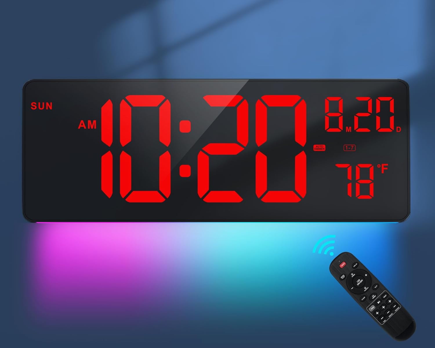 Large Digital Wall Clock with Remote Control, 17.2 Inch LED Large Display Count Up & Down Timer ...