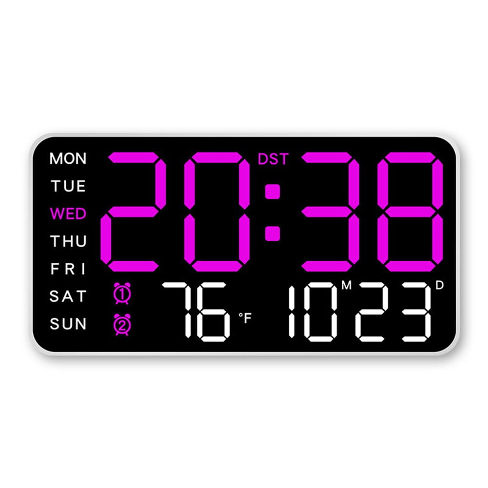 Large Digital Wall Clocks Week Date Temperature Display Voice Control ...