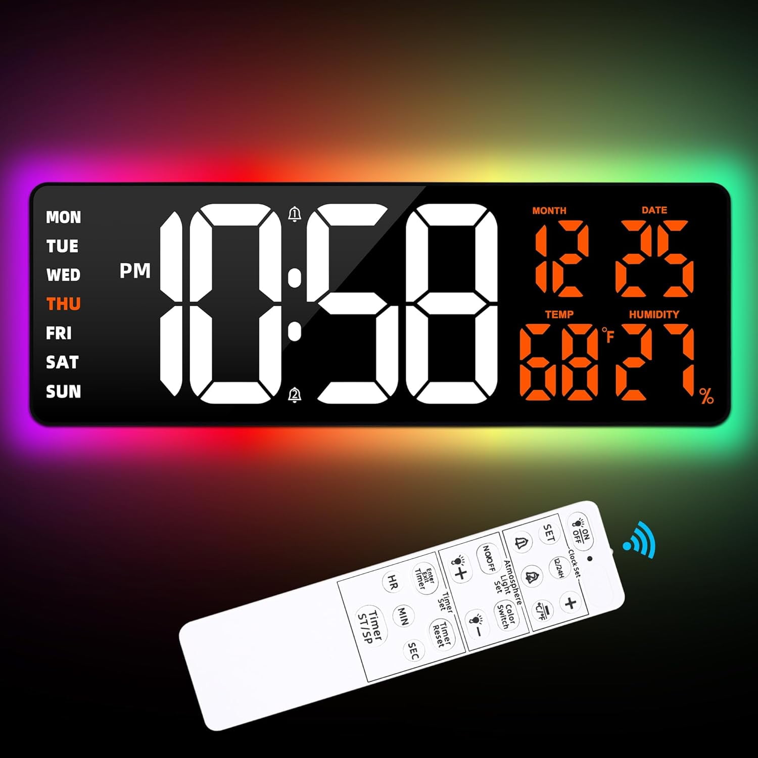 Large Digital Wall Mount Clock 17.3" Led Large Display with Jumbo ...