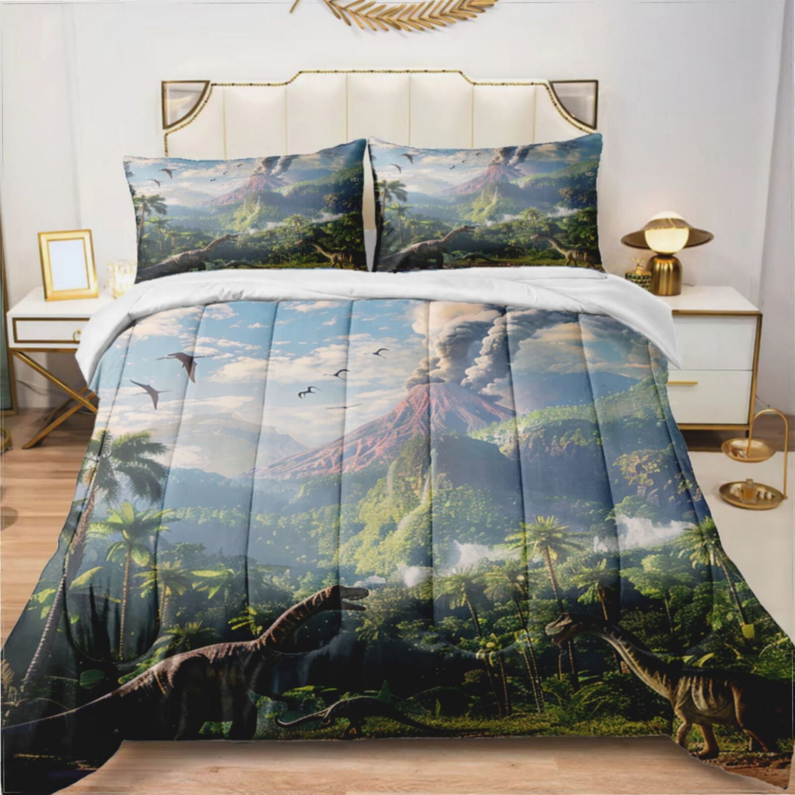 Large Dinosaurs And A River With A Volcano (170) Comforter Sets For ...
