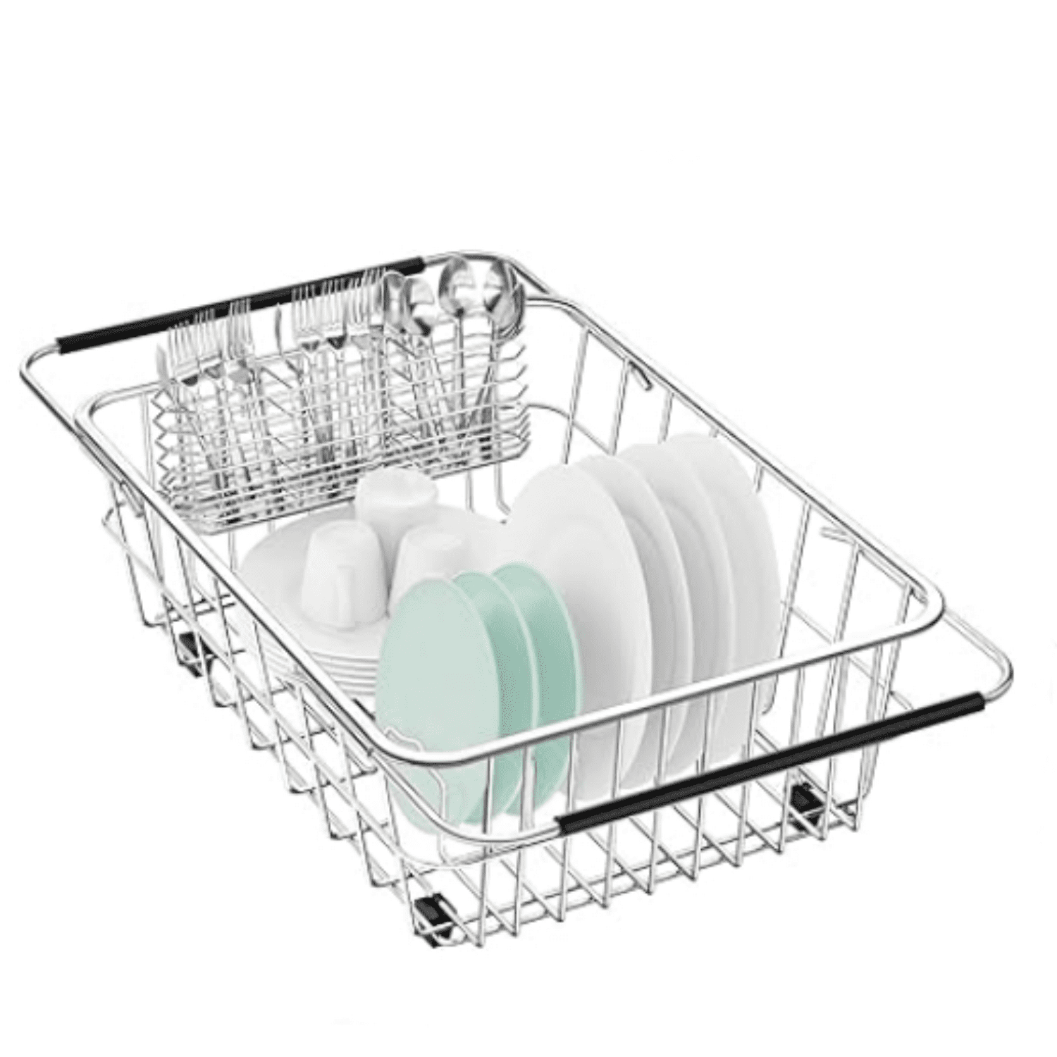 Large Dish Drainer Rack in Sink Adjustable, Expandable 304 Stainless ...