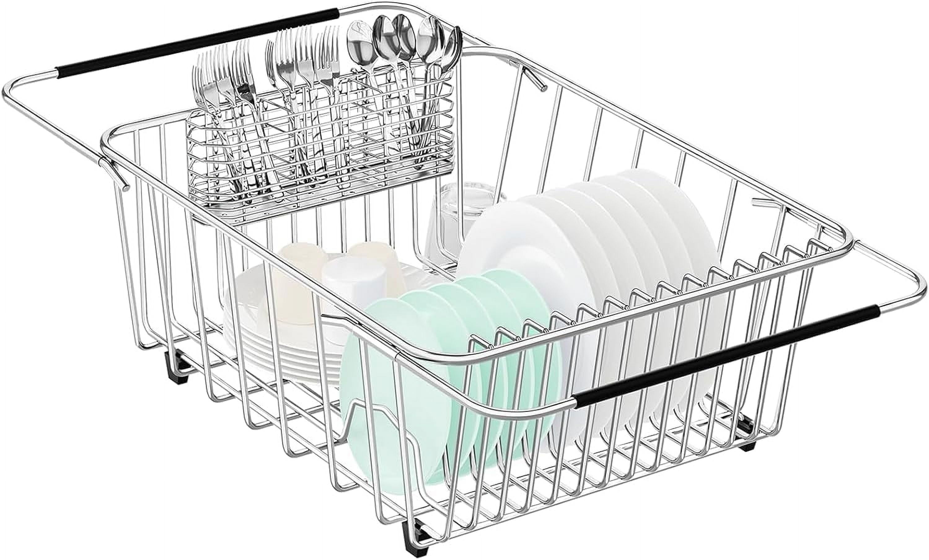 Large Dish Drainer Rack in Sink Adjustable, Expandable 304 Stainless ...