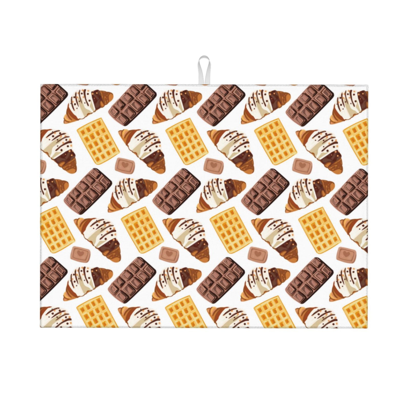 Large Dish Drying Mats for Kitchen Counter - Chocolate Bread Waffle ...
