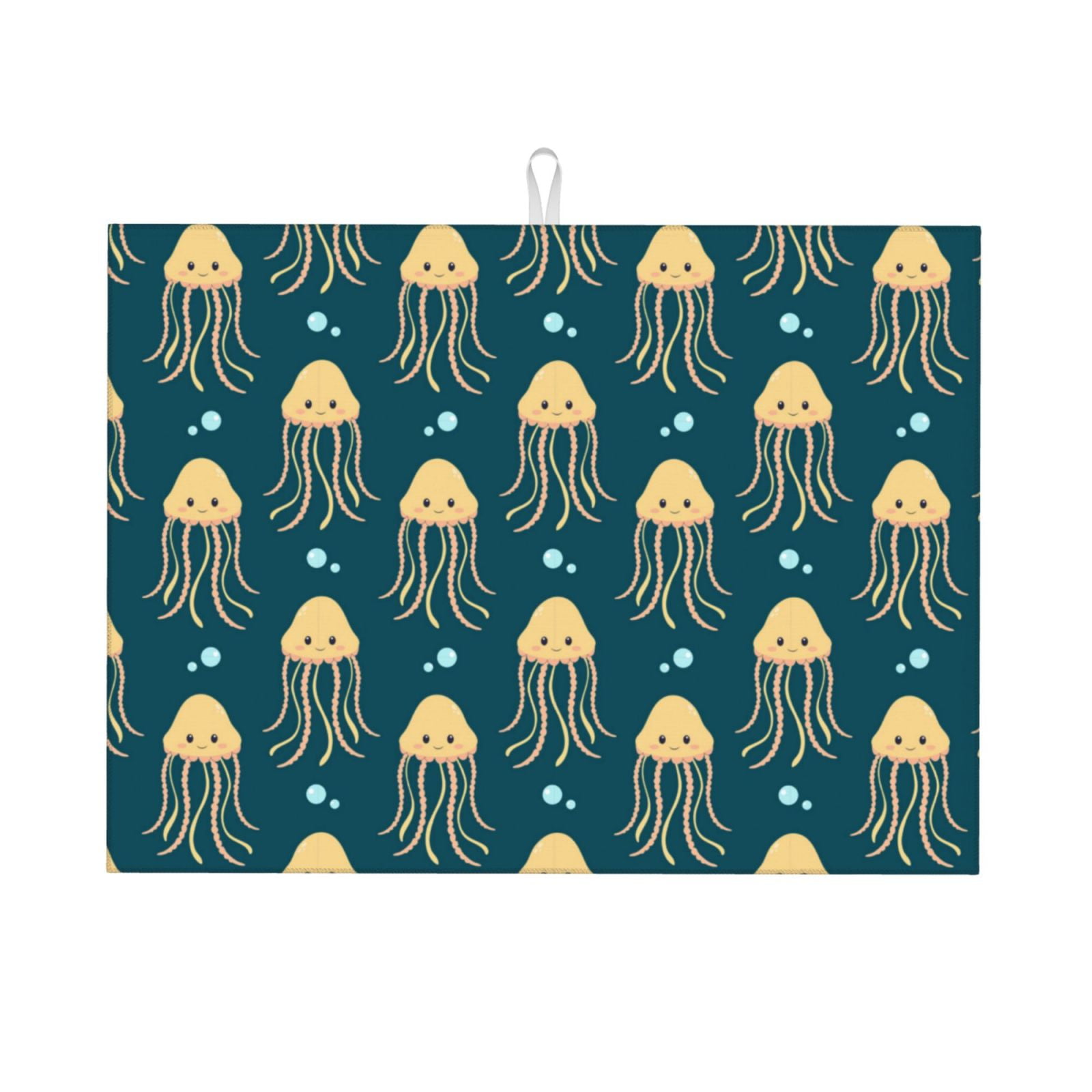 Large Dish Drying Mats for Kitchen Counter - Cute Yellow Jellyfish ...