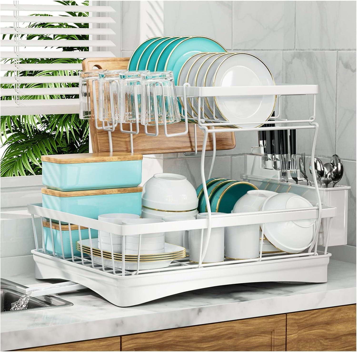 Large Dish Drying Rack, 2-Tier Dish Racks for Kitchen Counter ...