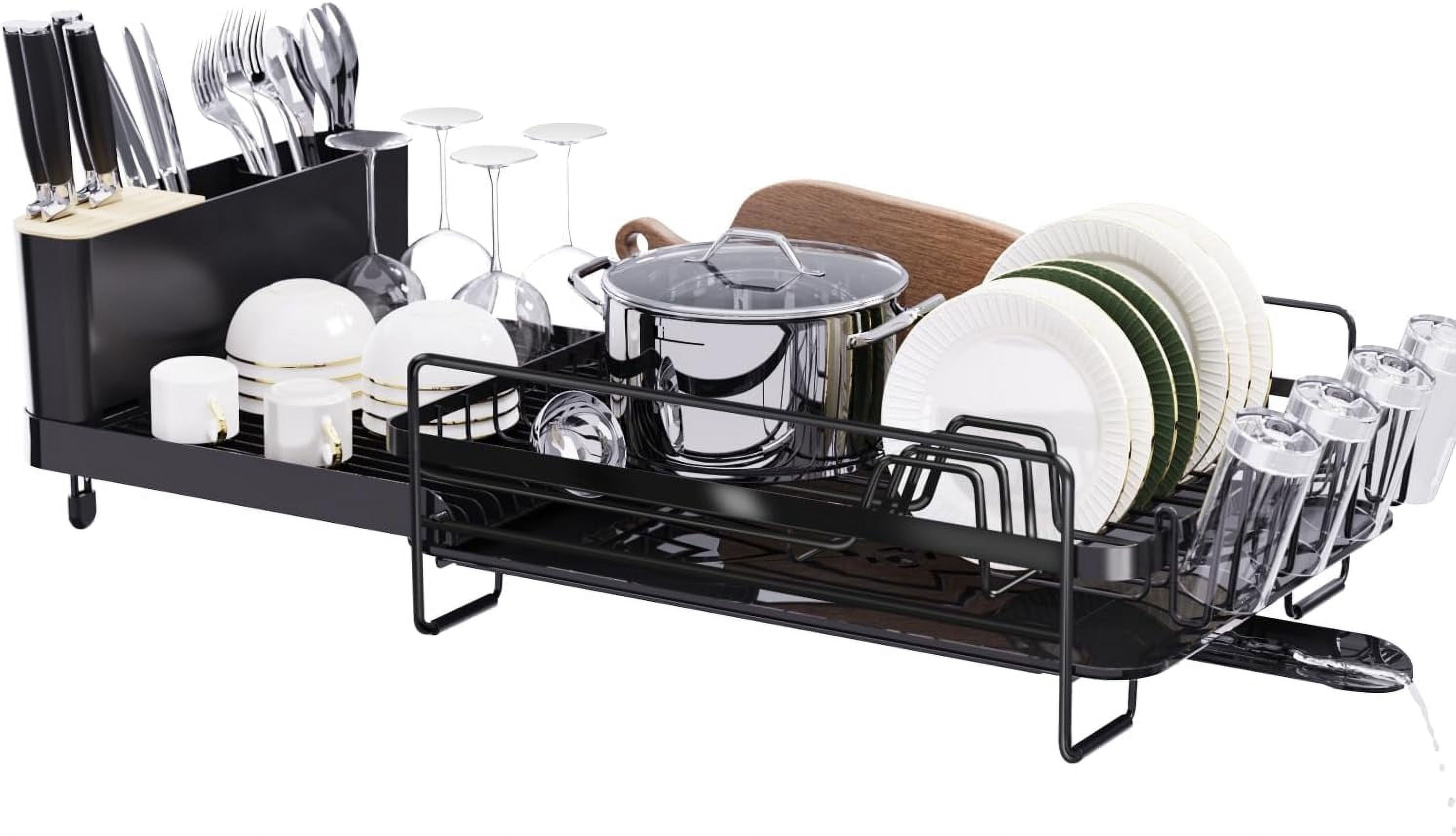 Large Dish Drying Rack with Drainboard Set, Stainless Steel Detachable ...