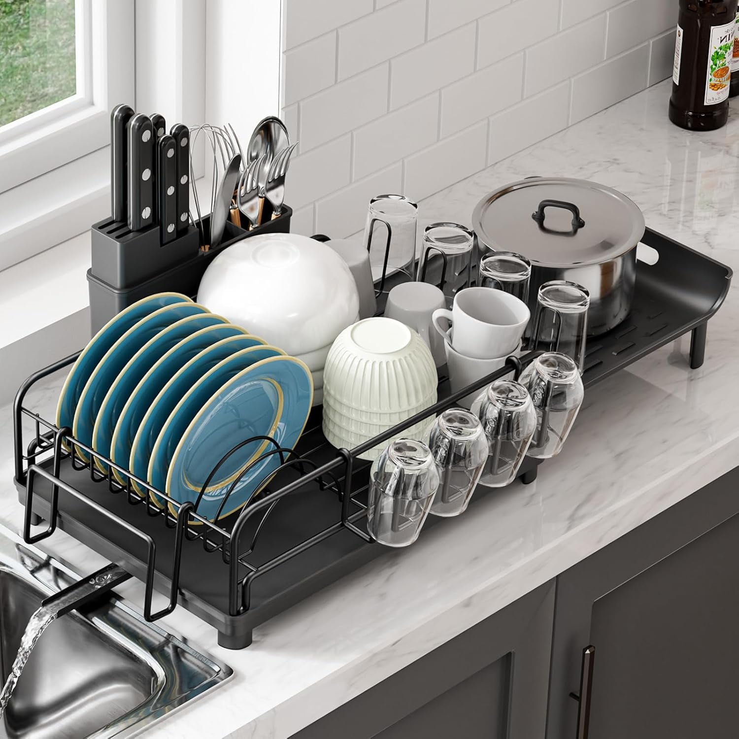 Large Dish Drying Rack, Expandable Dish Racks for Kitchen Counter ...