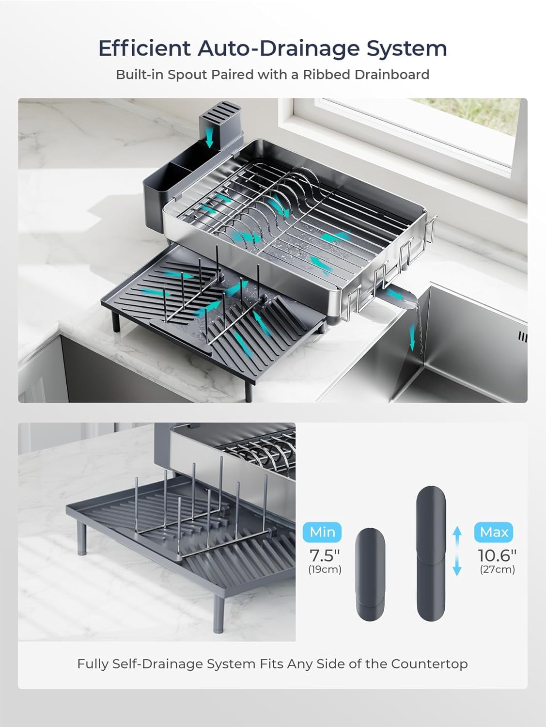 Large Dish Drying Rack, Expandable Dish Racks for Kitchen Counter ...
