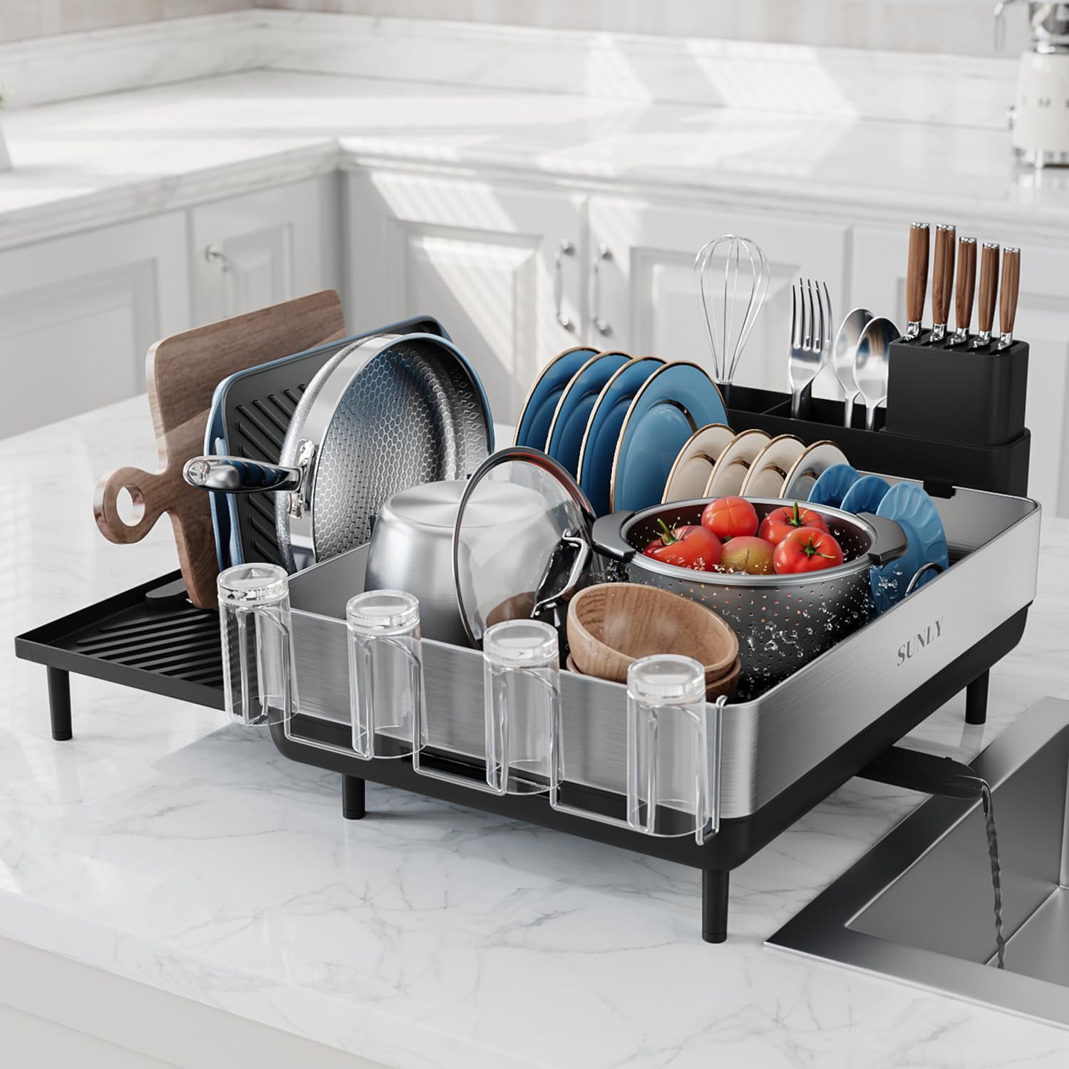 Large Dish Drying Rack, Expandable Dish Racks for Kitchen Counter ...