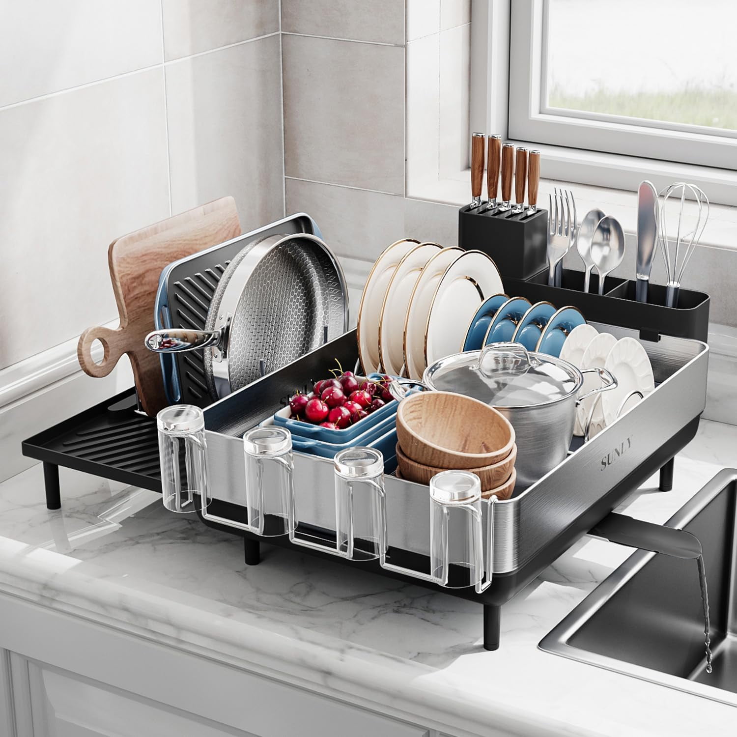 Large Dish Drying Rack, Expandable Dish Racks for Kitchen Counter ...
