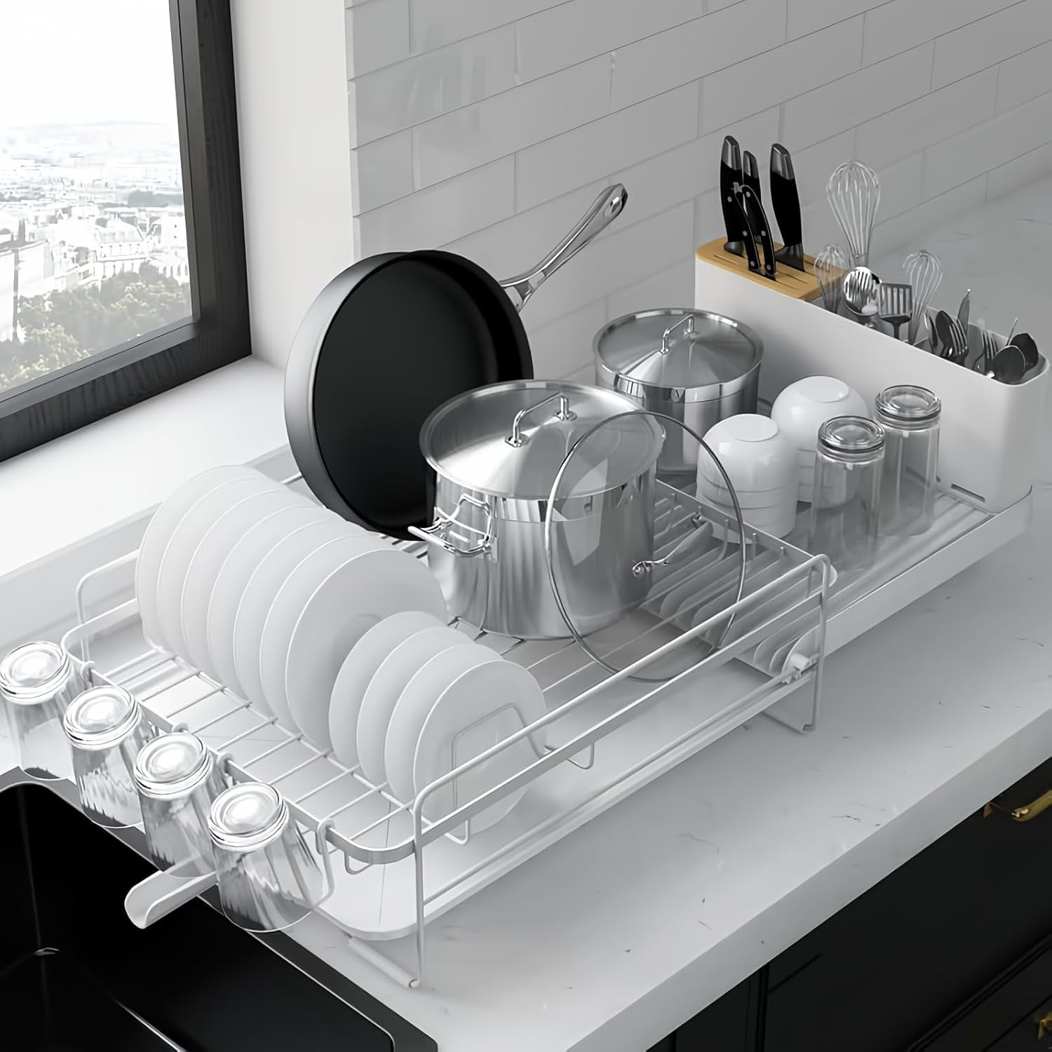 Large Dish Drying Rack - Extendable Dish Rack, Multifunctional Dish ...