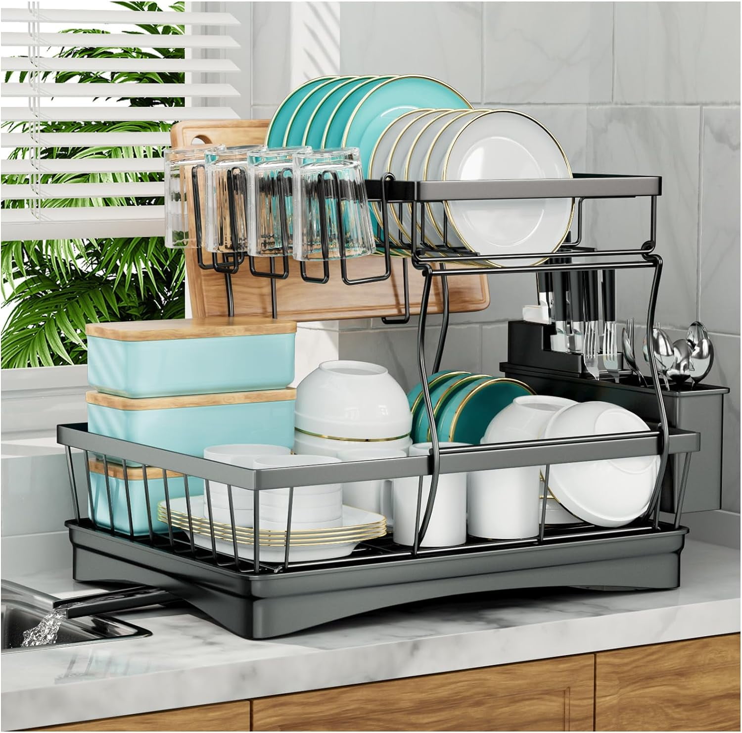 Large Dish Drying Rack for Kitchen Counter, Detachable Large Capacity ...