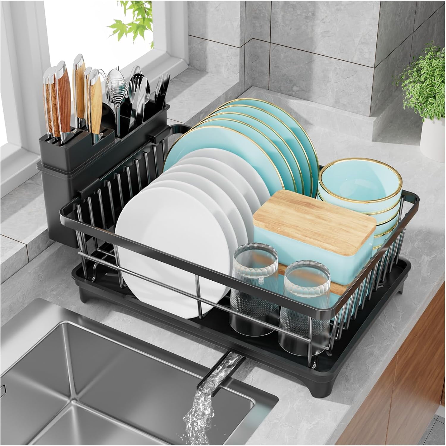 Large Dish Drying Rack for Kitchen Counter,Detachable Large Capacity ...