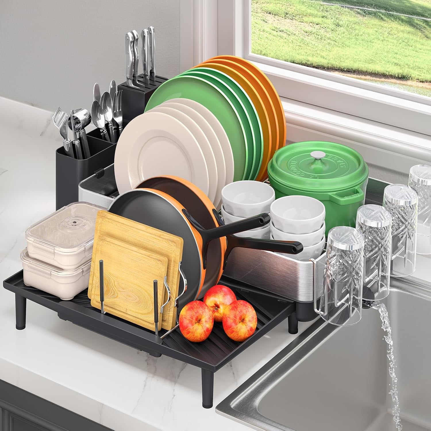 Large Dish Drying Rack for Kitchen Counter, Expandable 304 Stainless ...