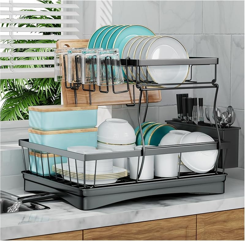 Large Dish Drying Rack for Kitchen Counter, Detachable Large Capacity ...