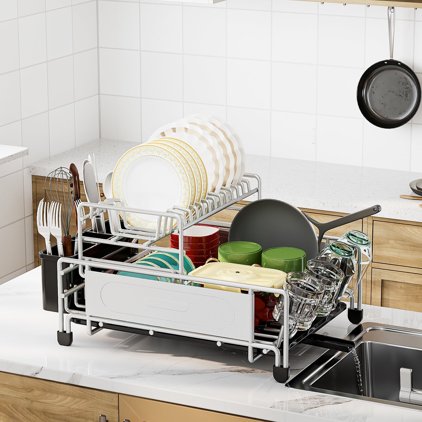 Large Dish Drying Rack for Kitchen Counter, Detachable Large Capacity ...