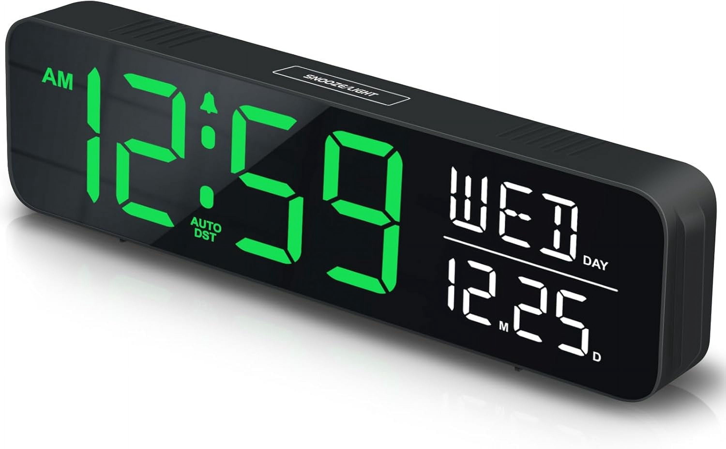 Large Display Digital Alarm Clock for Bedrooms, Date Day of Week Desk ...