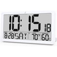 Large Display Digital Wall Clock, Battery Operated with Temperature ...