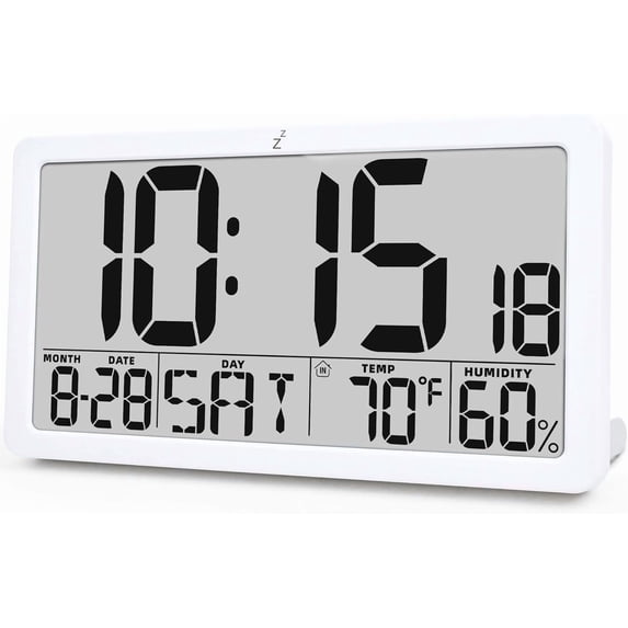 Large Display Digital Wall Clock, Battery Operated with Temperature ...