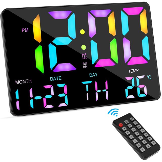 Large Display Digital Wall Clock with Countdown Timer Auto Dimming ...