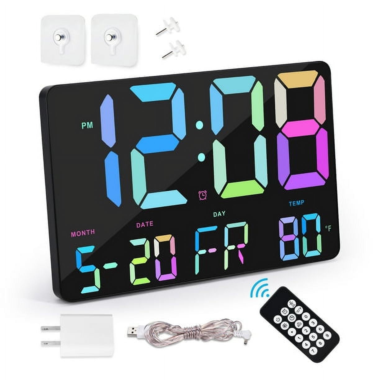 Large Display Digital Wall Clock with Countdown Timer Auto Dimming ...