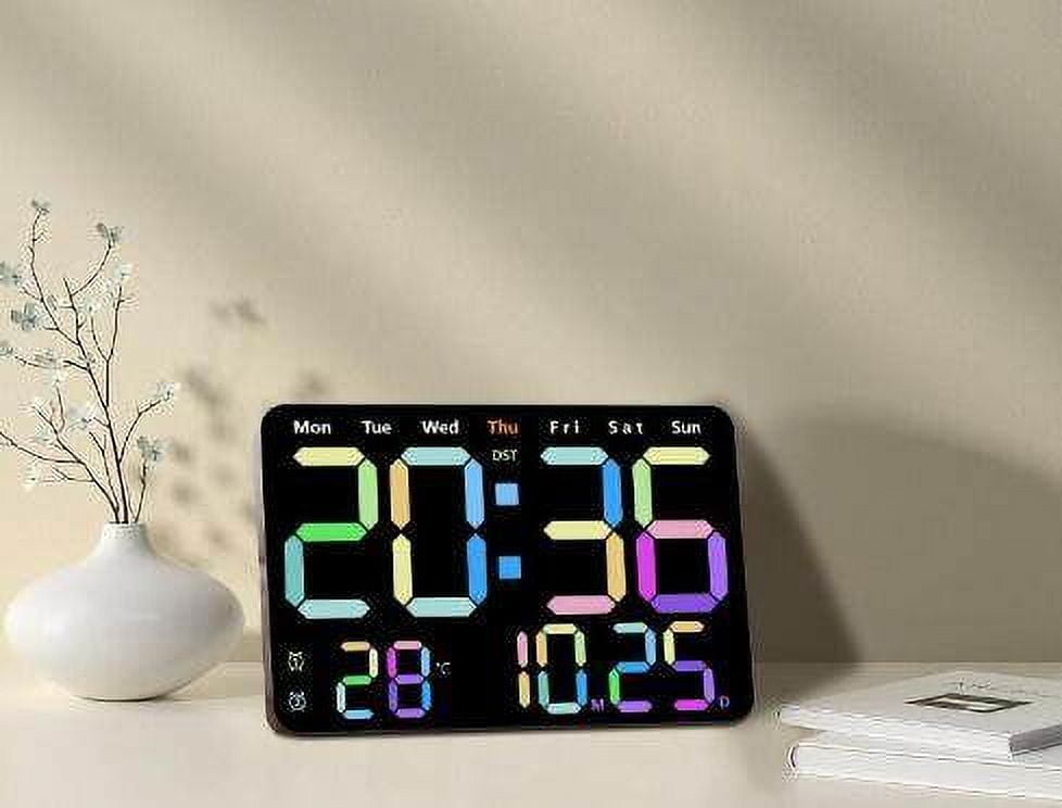 Large Display Digital Wall Clock with Countdown Timer Auto Dimming ...