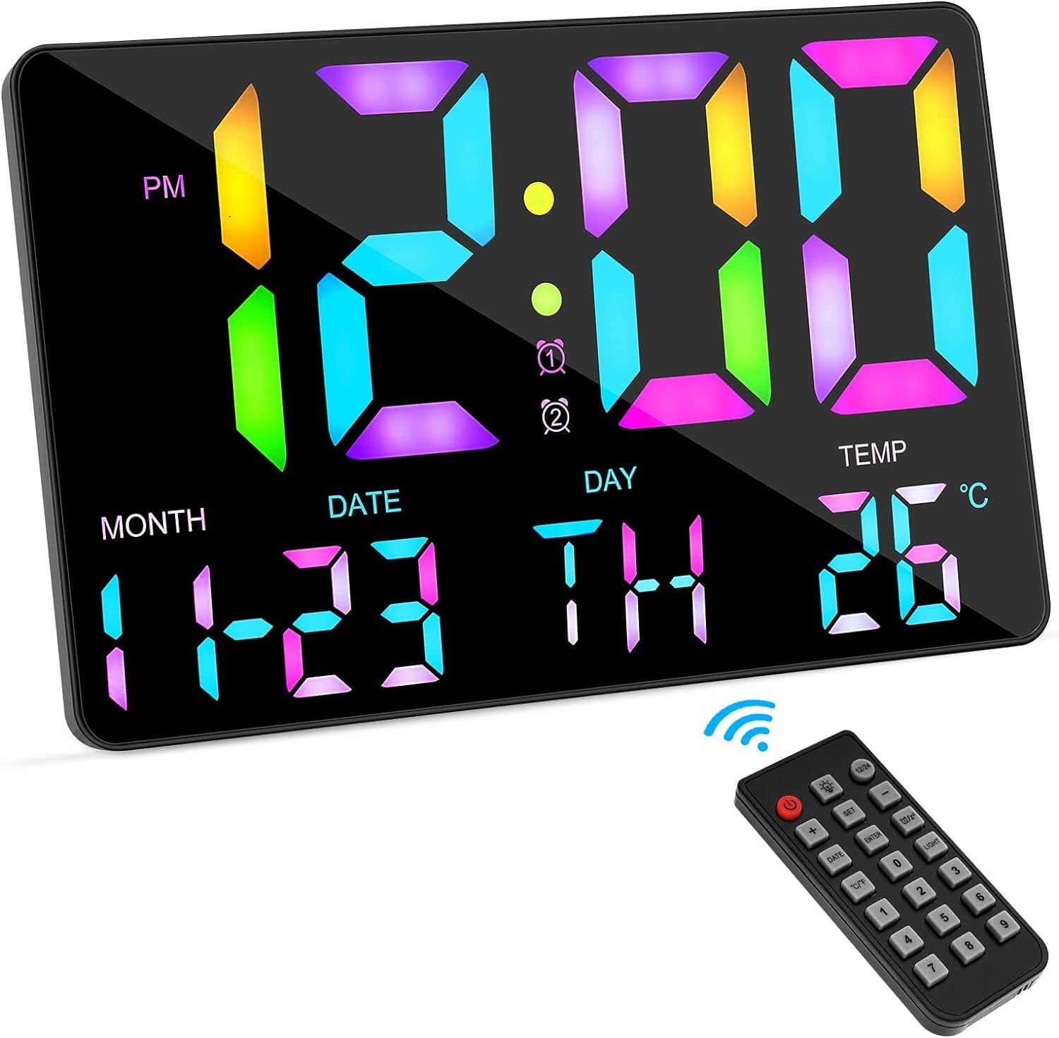 Large Display Digital Wall Clock with Countdown Timer Auto Dimming ...