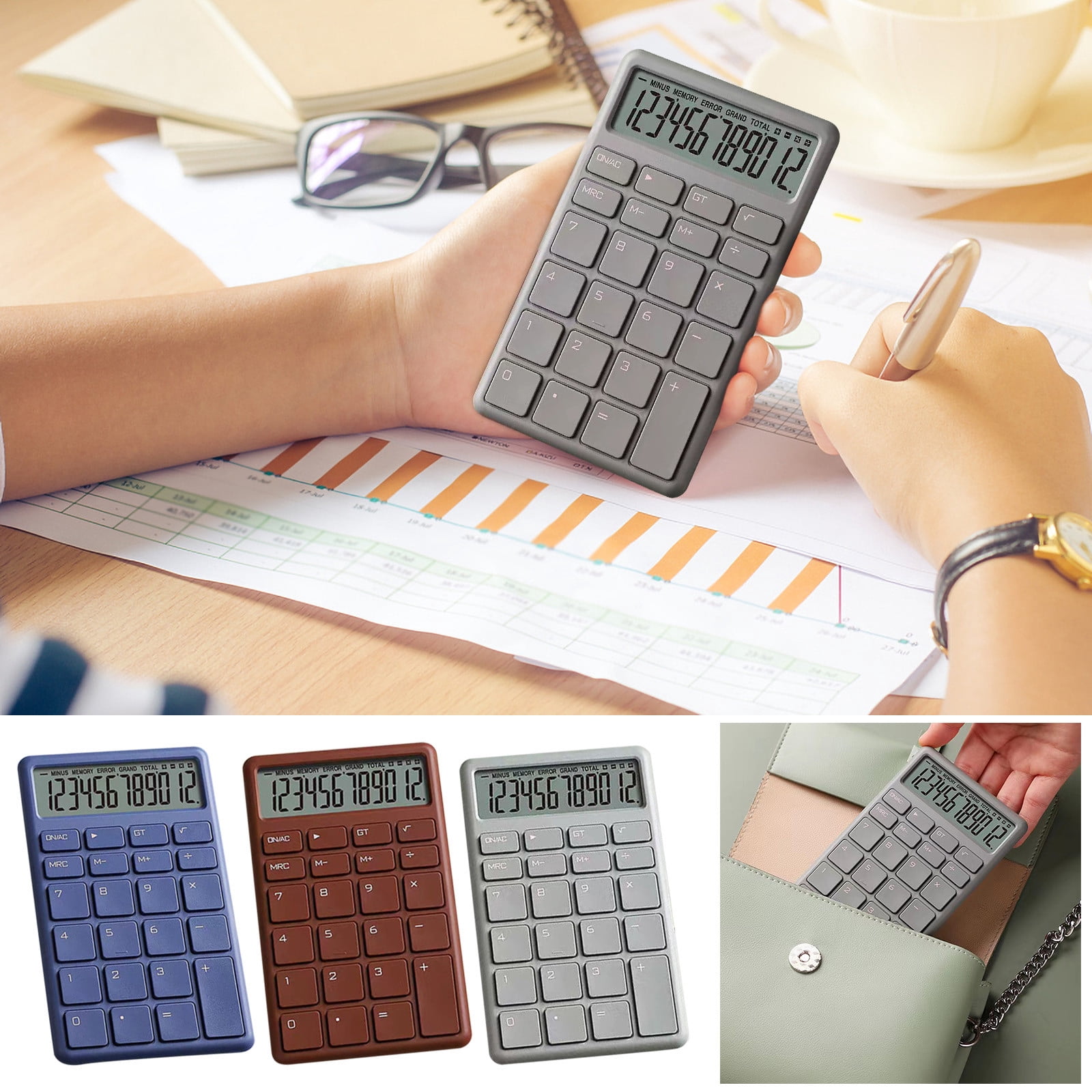 Large Display Portable Calculator - Hard Plastic Desktop Tool ...