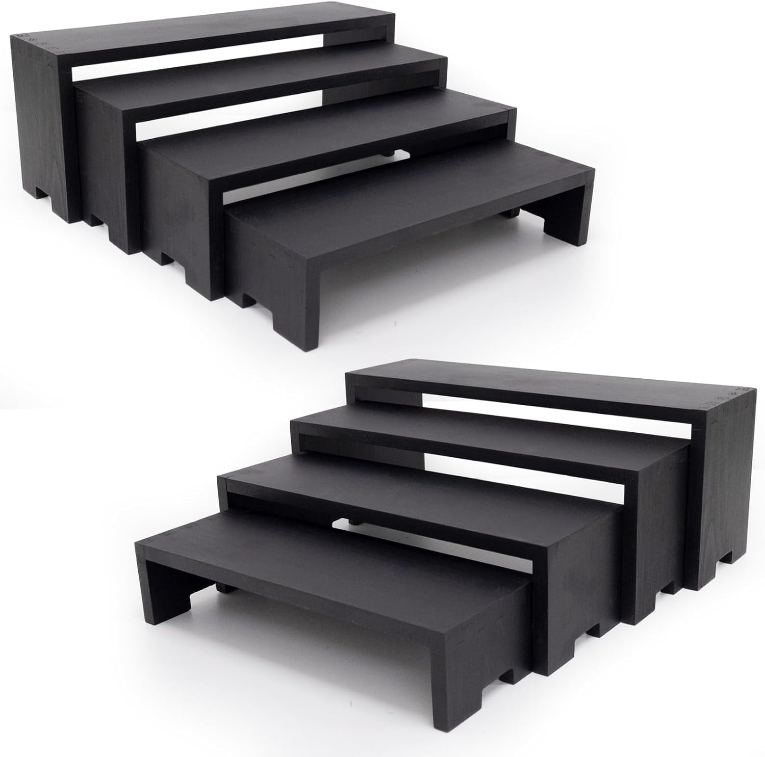 Large Display Wood Risers Wooden Stand 8 Tier Wood Racks Decorative Rectangular, 2 Set 8 Piece ...