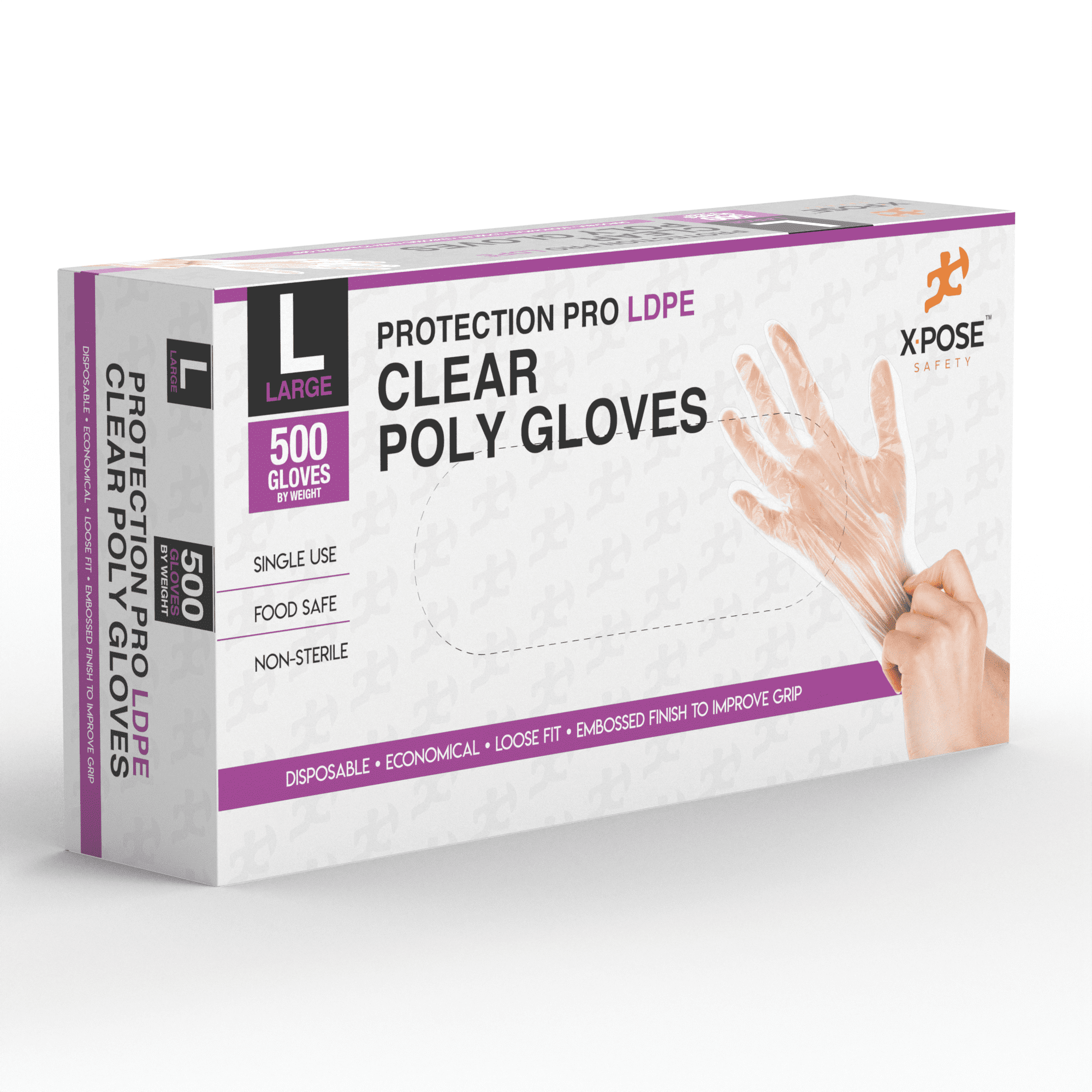 Large Disposable Food Prep Poly Gloves Transparent Embossed Latex Free ...