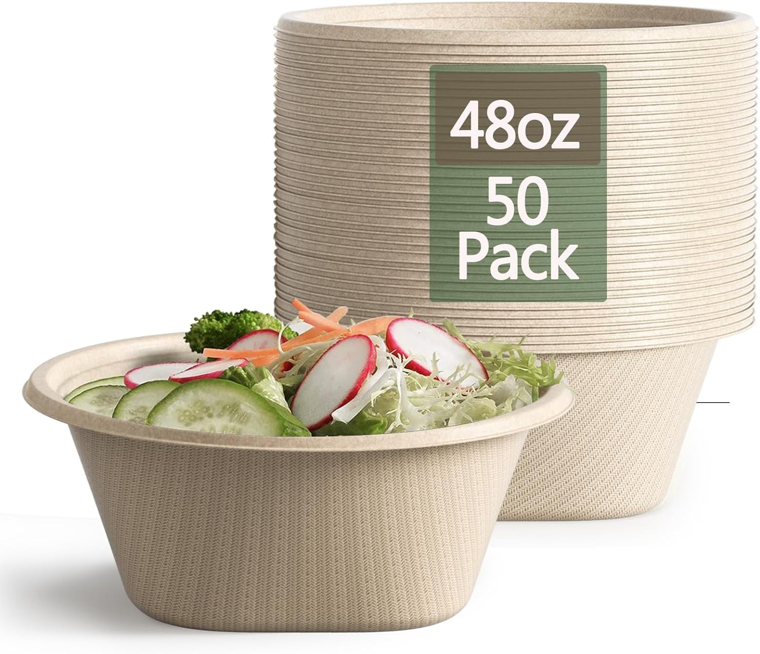Large Disposable Salad Bowls - Heavy Duty Paper Bowls - Made from 100% ...