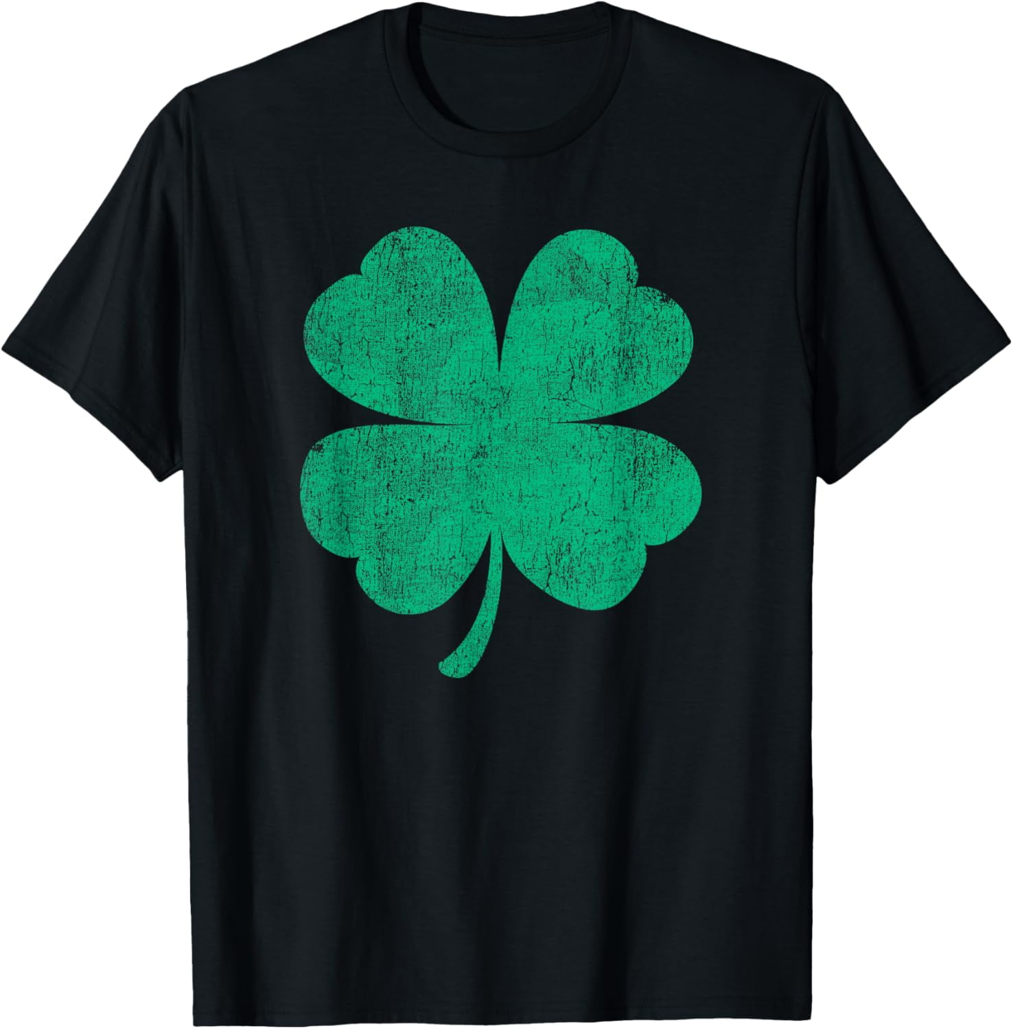 Large Distressed Four Leaf Clover T-Shirt men and women can wear, black ...