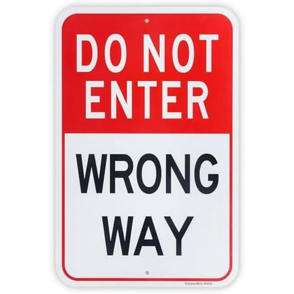 Large Do Not Enter Wrong Way Sign, 18" x 12" .040 Rust Free Aluminum ...