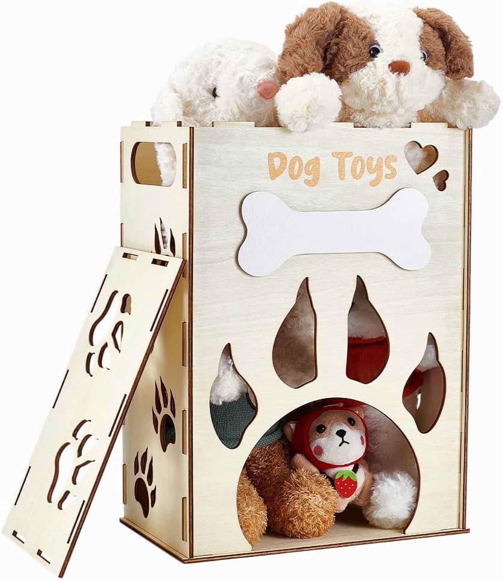 Large Dog Bin Wooden Dog with Handle Storage Box Dog Stuff Organizer ...