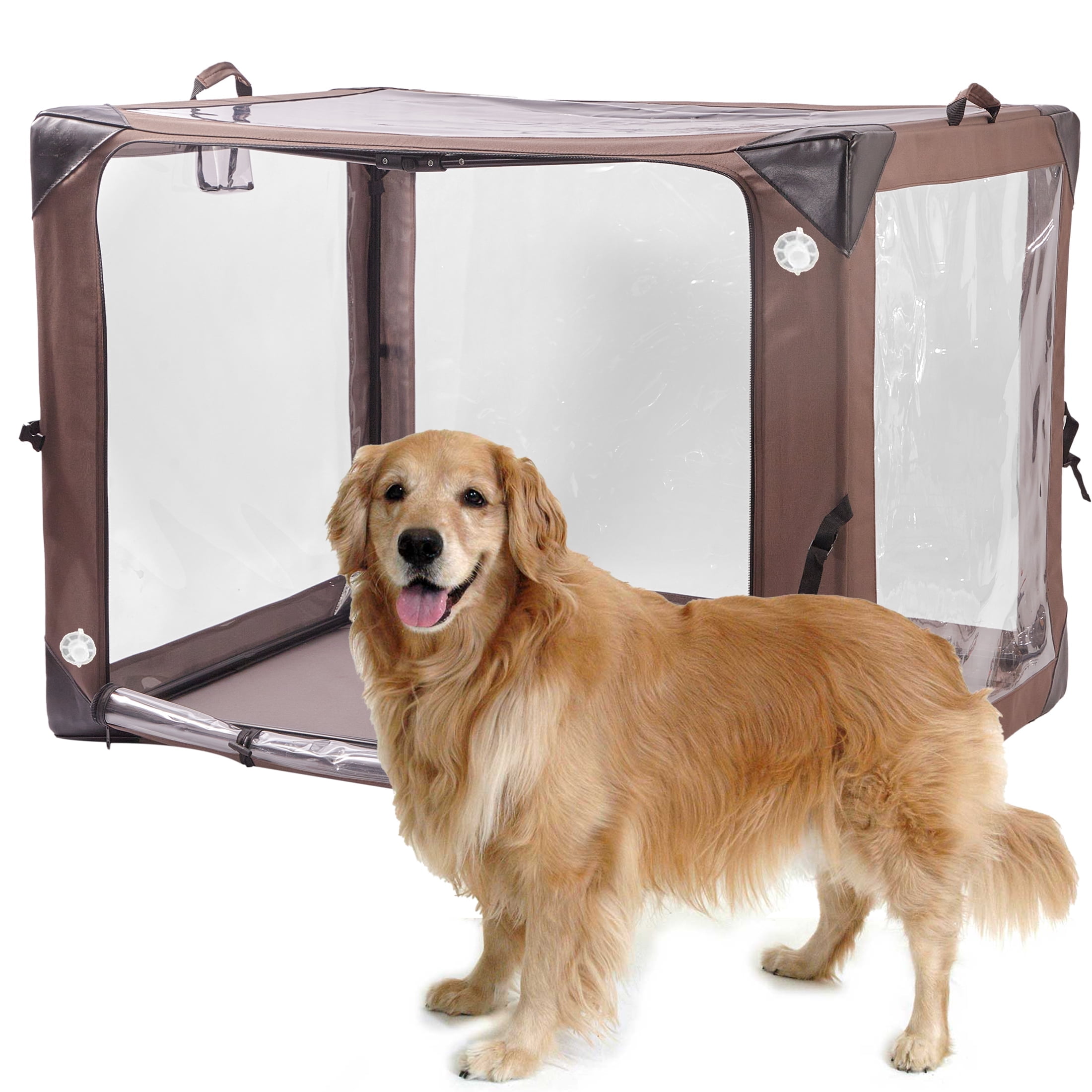 Large Dog Crate, 43.3 in, Portable Folding Pet Cage with Mat and Handle ...