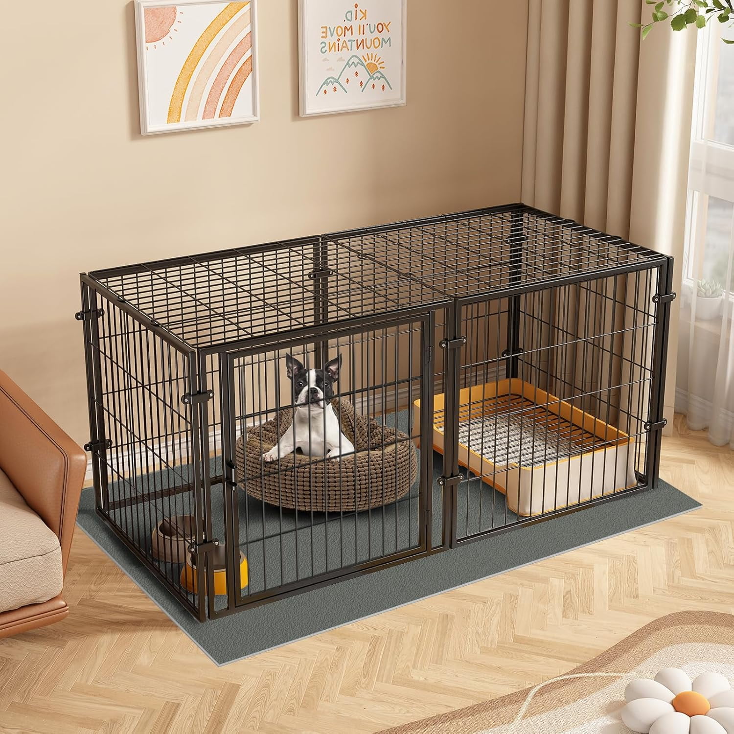 Large Dog Crate – 57 Inch Metal Kennel for Medium and Small Dogs, Safe ...