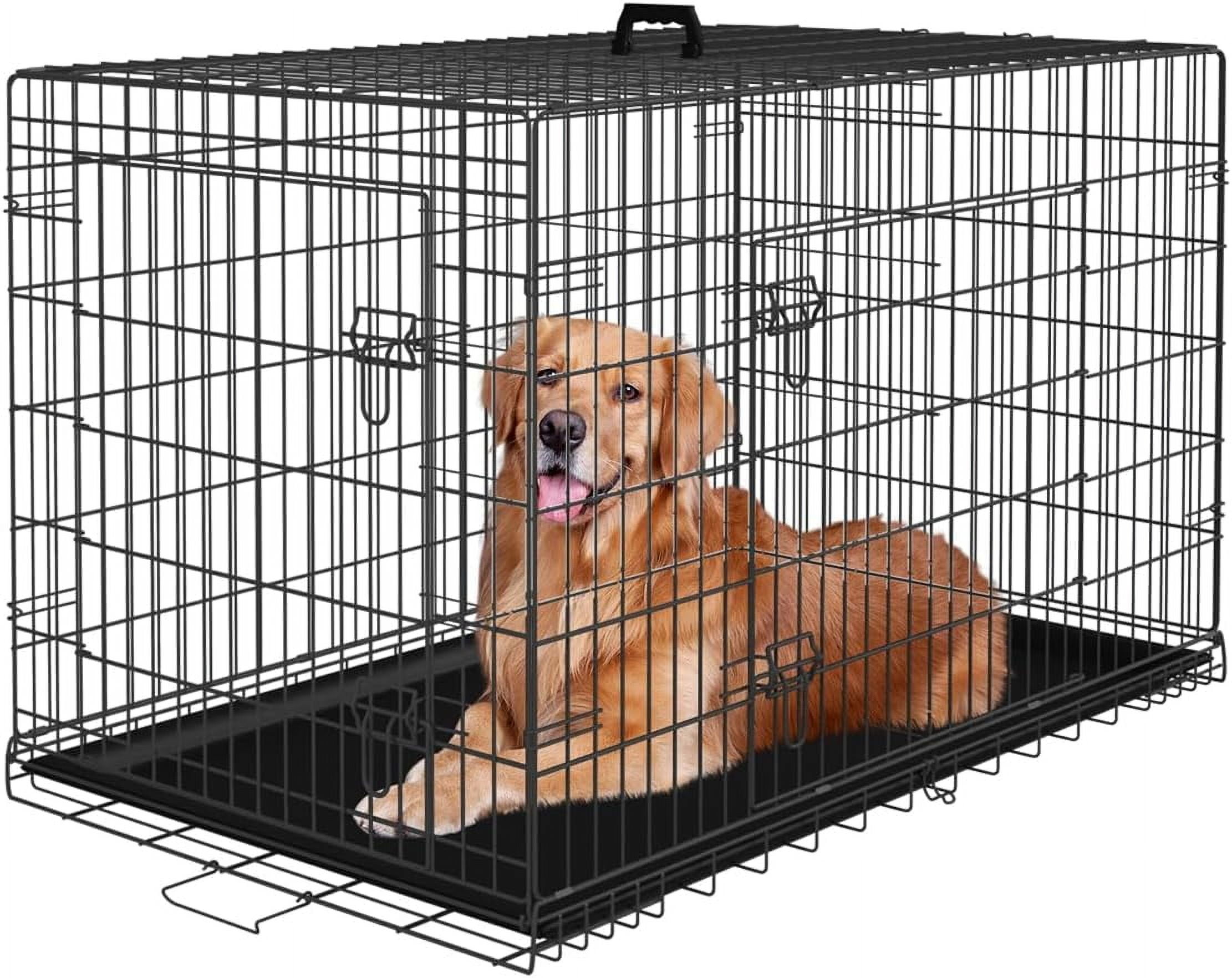 Large Dog Crate Kennel for Medium Large Dogs Metal Dog Cage Double-Door ...