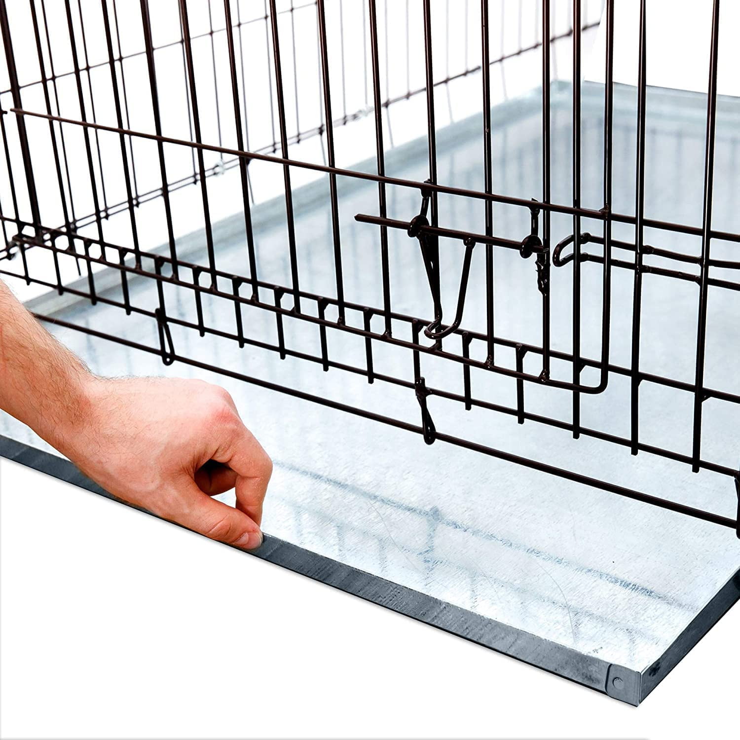KOPEKS Large Dog Crate Tray 23.5" x 17.5" Inches, Heavy Duty Metal ...