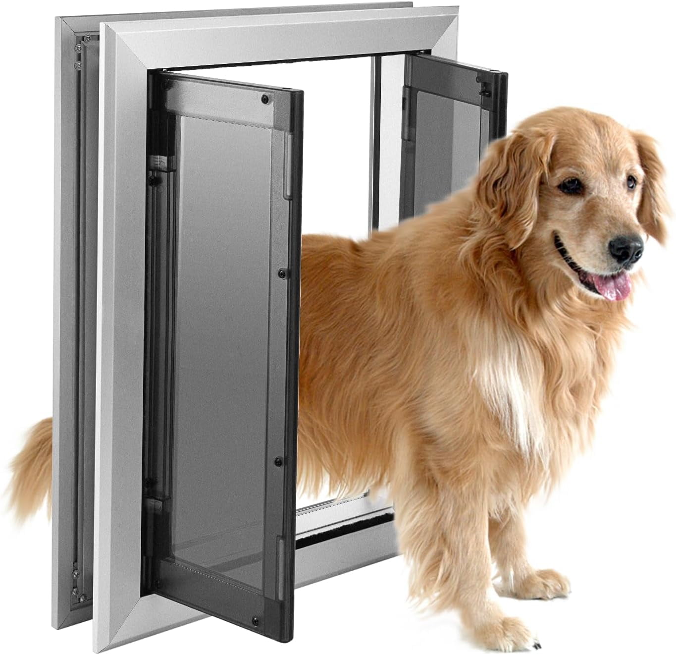 Large Dog Door, Weatherproof Aluminum Dog Door with Automatic Closing ...