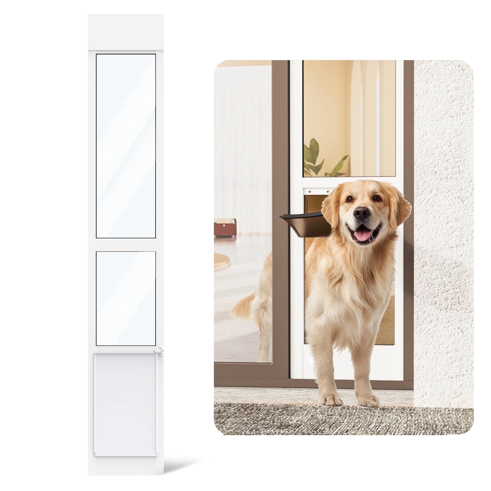 Large Dog Door for Sliding Glass Door, Adjustable Height 75 4/5" to 80 ...