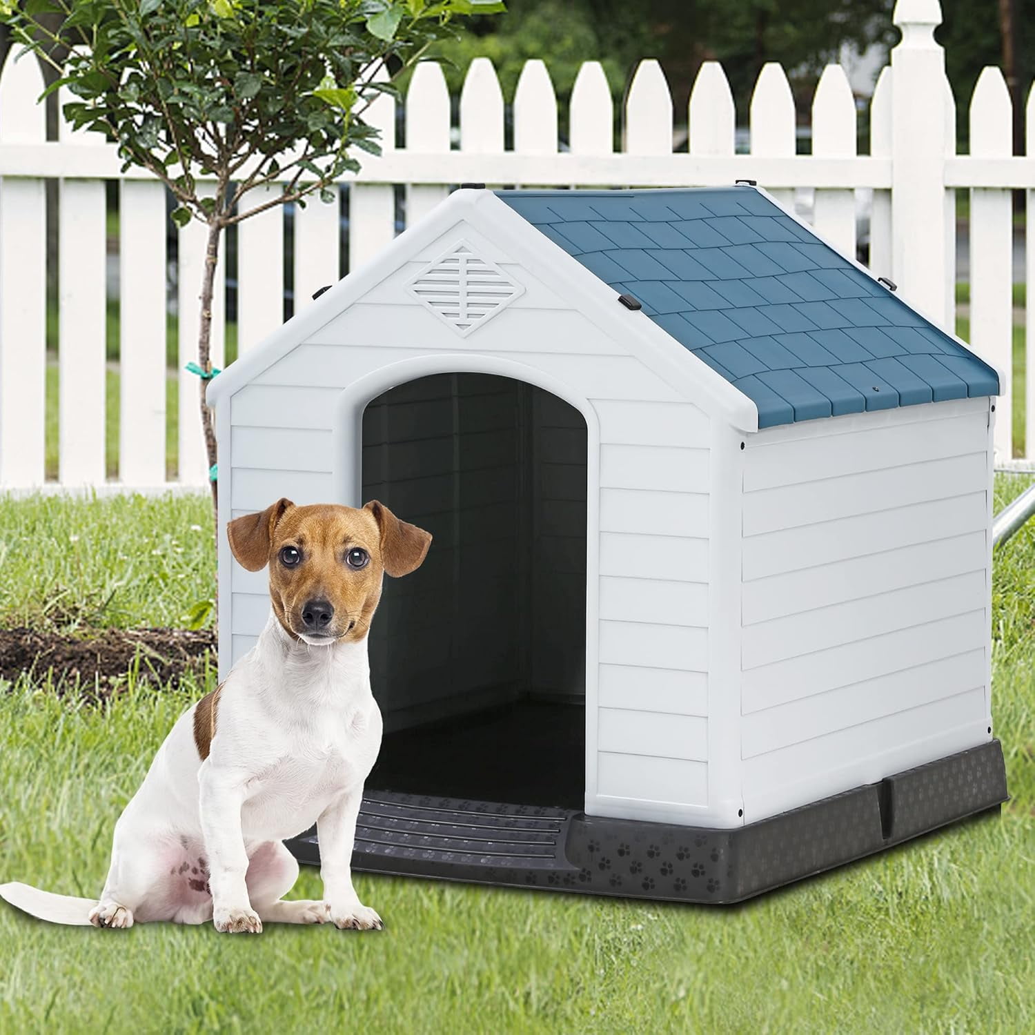 Large Dog House,Stable Waterproof Plastic Dog Kennel for Small Medium ...