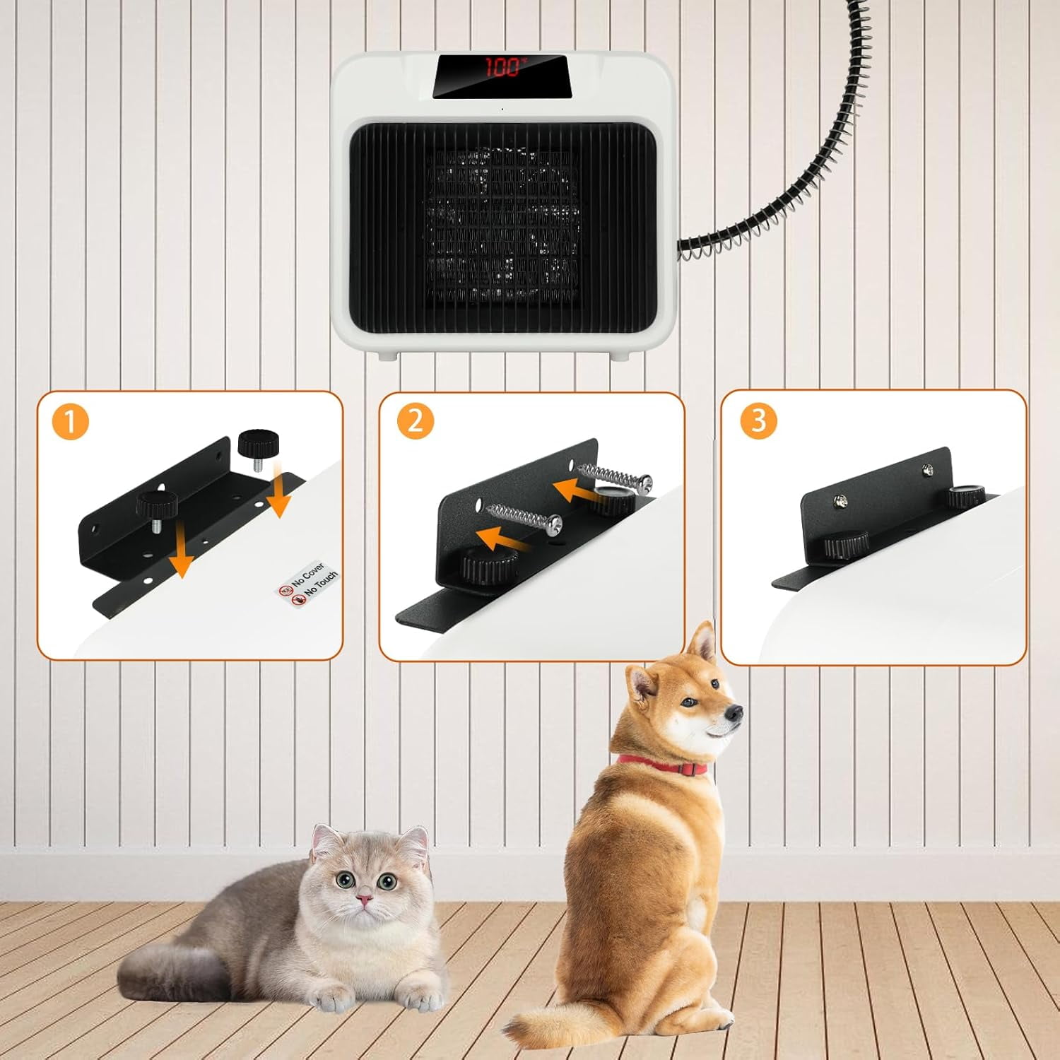 Large Dog House with Thermostat, 300W/600W Outside Pet House for Winter ...