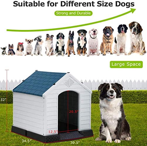 Large Dog Houses for Small Medium Dogs Outside, 32" High Waterproof ...